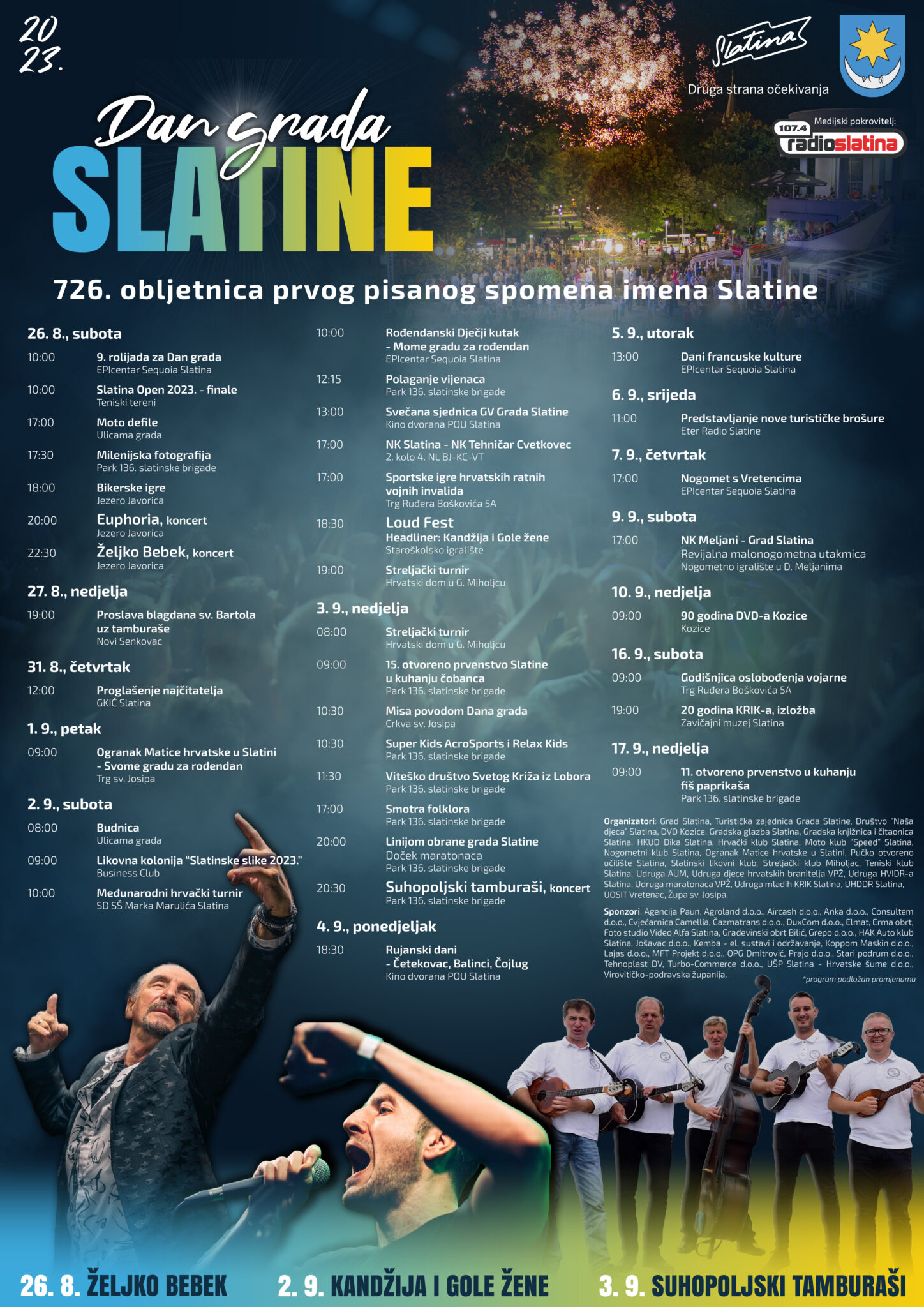 DAN GRADA SLATINE 2023. – Program bogat kulturnim, zabavnim i sportskim sadržajima - Grad Slatina